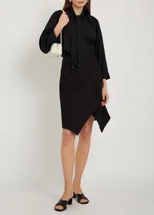 LEMAIRE Asymmetrical Denim Mini Skirt - Black
