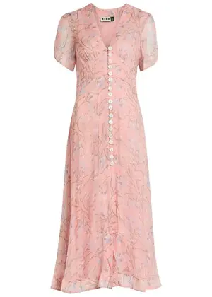 Rixo Floral-print Chiffon Midi Dress - Light Pink