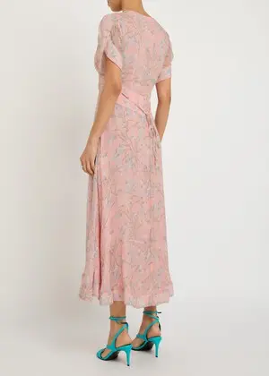 Rixo Floral-print Chiffon Midi Dress - Light Pink