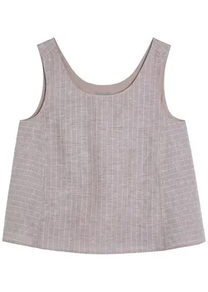 Max Mara Caliga Striped Linen And Cotton-blend Tank
