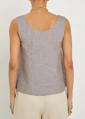 Max Mara Caliga Striped Linen And Cotton-blend Tank