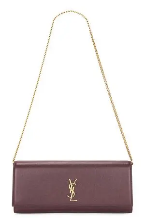 Saint Laurent Kate Chain Clutch In Burgundy - Rouge Cabernet