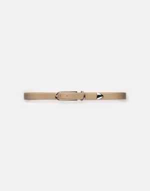 Lafayette 148 New York Grained Leather Pyramid Belt - Cement