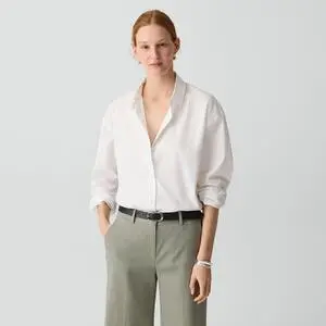 Theory Button Back Shirt In Relaxed Poplin