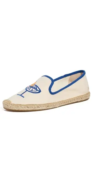 Soludos The Embroidered Smoking Espadrilles - Ivory/blue