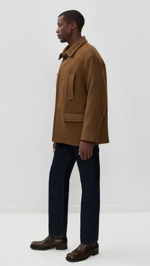 Ami Boiled Wool Gabardine Pea Coat