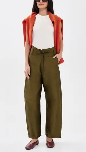 Chan Luu Techno Taffeta Barrel Pants - Olive