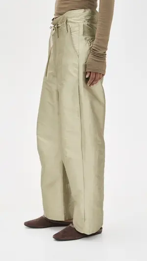 Chan Luu Techno Taffeta Barrel Pants - Sage