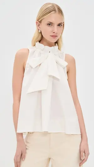 Caroline Constas Addy Sleeveless Tie Blouse