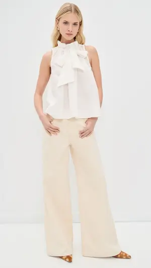 Caroline Constas Addy Sleeveless Tie Blouse