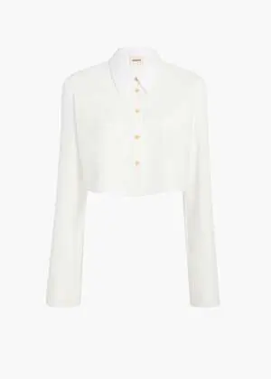 Khaite Fritz Long-sleeve Poplin Top - Chalk