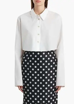 Khaite Fritz Long-sleeve Poplin Top - Chalk