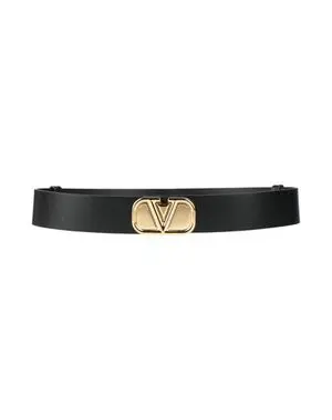 Valentino Garavani Leather Belt With Logo Buckle - Black