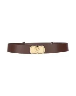 Valentino Garavani Leather Belt With Logo Buckle - Brown