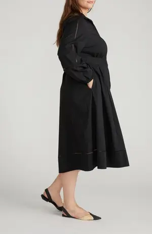 Universal Standard Yuli Long Sleeve Stretch Poplin Midi Dress