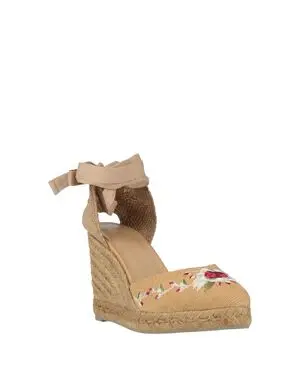 CastaÑer Embroidered Textile Wedge Espadrilles - Beige