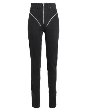 MUGLER Straight Leg Jeans With Leather Trim