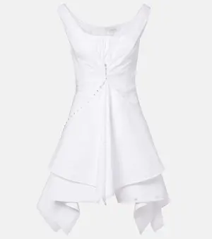 Alexander McQueen Ruffled Cotton Mini Dress - White