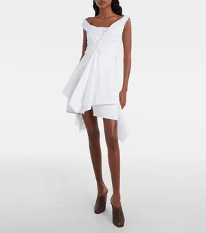 Alexander McQueen Ruffled Cotton Mini Dress - White