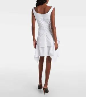 Alexander McQueen Ruffled Cotton Mini Dress - White