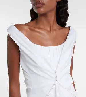 Alexander McQueen Ruffled Cotton Mini Dress - White
