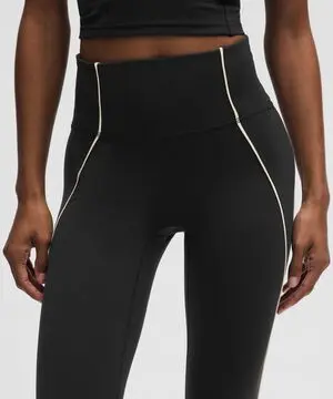 Lululemon Wunder Train No-line Piped High-rise Tight 25 - Black/light Ivory