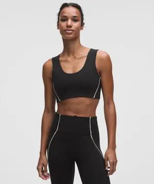Lululemon Wunder Train Piped Sports Bra - Black/light Ivory