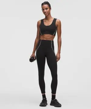 Lululemon Wunder Train Piped Sports Bra - Black/light Ivory