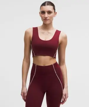 Lululemon Wunder Train Piped Sports Bra - Burgundy Bay/light Ivory
