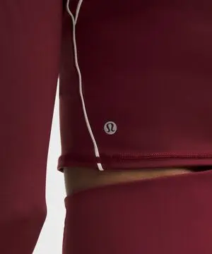 Lululemon Wunder Train Cropped Long-sleeve Half Zip - Burgundy Bay/light Ivory