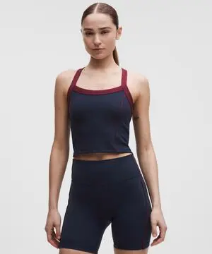Lululemon Wunder Train Piped Strappy Tank Top - True Navy/burgundy Bay