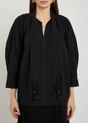 LEMAIRE Scarf-effect Cotton Blouse - Black