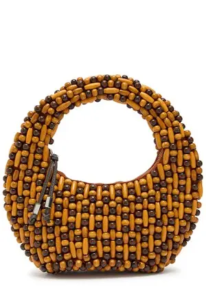 Staud Reef Beaded Top Handle Bag - Brown