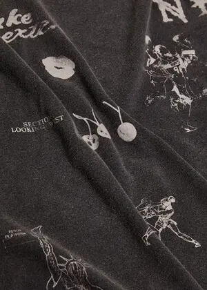 DUKE + DEXTER Sketch Printed Long Sleeve Cotton T-shirt - Grey