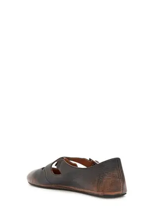 Alaïa Leather Ballet Flats With Criss-cross Straps And Buckle Fastening