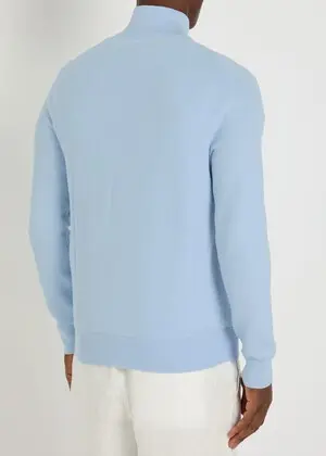 Polo Ralph Lauren Logo Half-zip Cotton Jumper - Light Blue