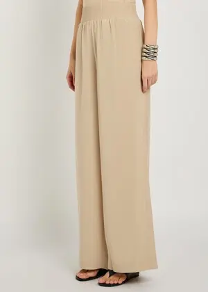 JOSEPH Nour Wide-leg Satin-twill Trousers - Beige