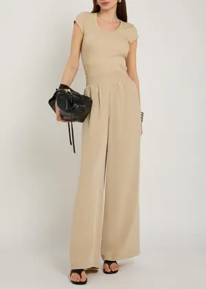 JOSEPH Nour Wide-leg Satin-twill Trousers - Beige