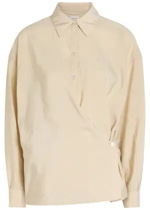 LEMAIRE Twisted Brushed Silk-blend Wrap Shirt - Beige