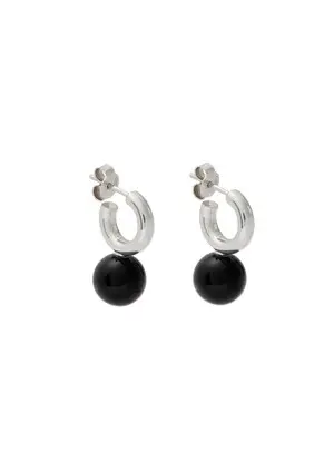 LEMAIRE Short Dot Hoop Earrings - Black
