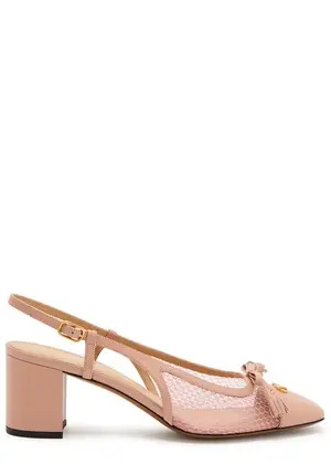 Valentino Garavani Valet Du Roi 60 Mesh And Leather Slingback Pumps - Light Pink