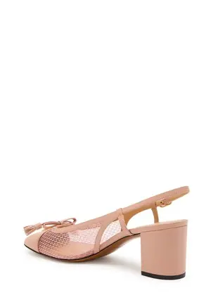 Valentino Garavani Valet Du Roi 60 Mesh And Leather Slingback Pumps - Light Pink