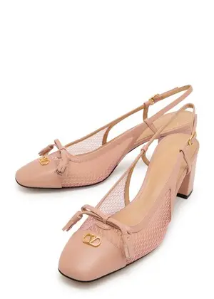 Valentino Garavani Valet Du Roi 60 Mesh And Leather Slingback Pumps - Light Pink
