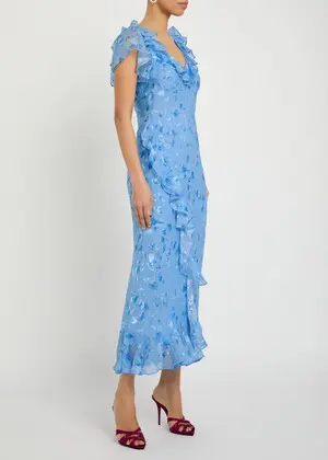 Rixo Meadow Devoré Silk-blend Midi Dress