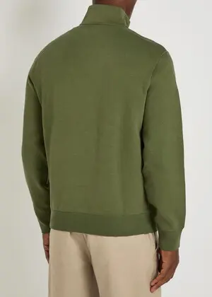 Polo Ralph Lauren Logo-embroidered Half-zip Cotton-blend Sweatshirt - Olive