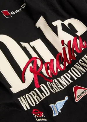 DUKE + DEXTER Racing Patchwork Appliqués Cotton Varsity Jacket