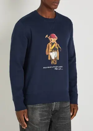 Polo Ralph Lauren Bear-print Crew-neck Sweatshirt - Navy