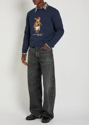 Polo Ralph Lauren Bear-print Crew-neck Sweatshirt - Navy