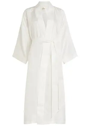 Olivia Von Halle Sabine Silk Robe - Ivory