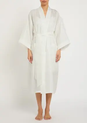 Olivia Von Halle Sabine Silk Robe - Ivory